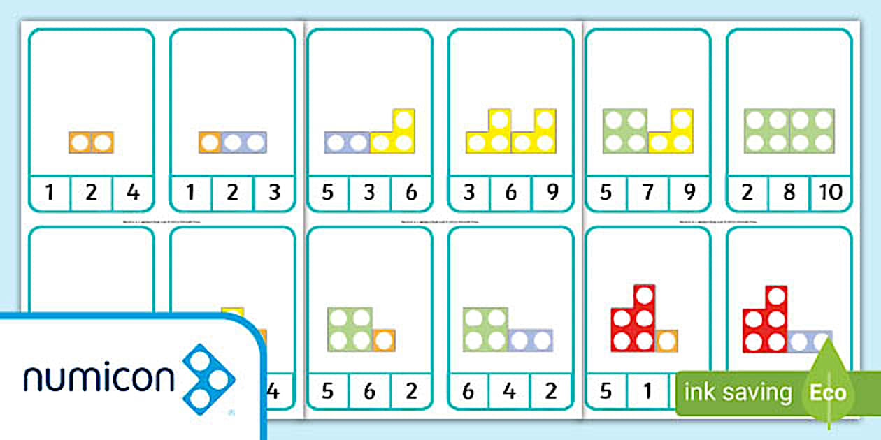 Numicon Shape Number Addition to 10 Peg Matching Game